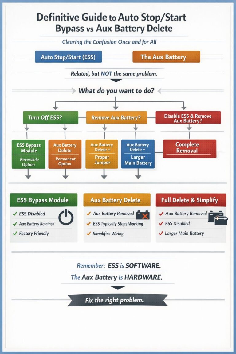 Jeep Auto Stop/Start Bypass vs Aux Battery Delete (User Guide)